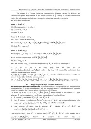 Cryptanalysis Of Efficient Unlinkable Secret Handshakes For Anonymous