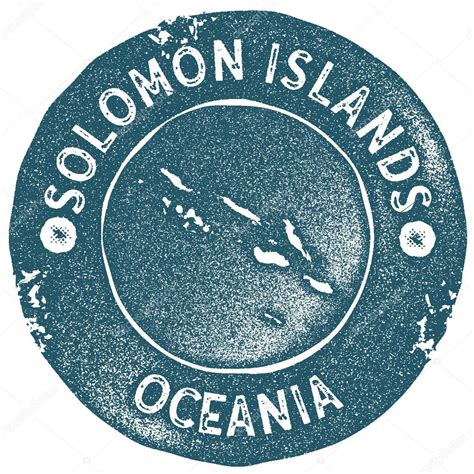 Mapa De Las Islas Salomón Sello Vintage Etiqueta Hecha A Mano Estilo