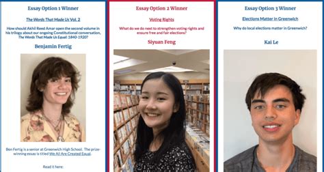 Lwv Greenwich Announces Essay Contest Winners Greenwich Sentinel