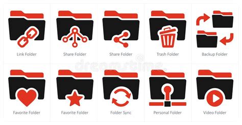 A Set Of 10 Folder Icons As Link Folder Share Folder Trash Folder