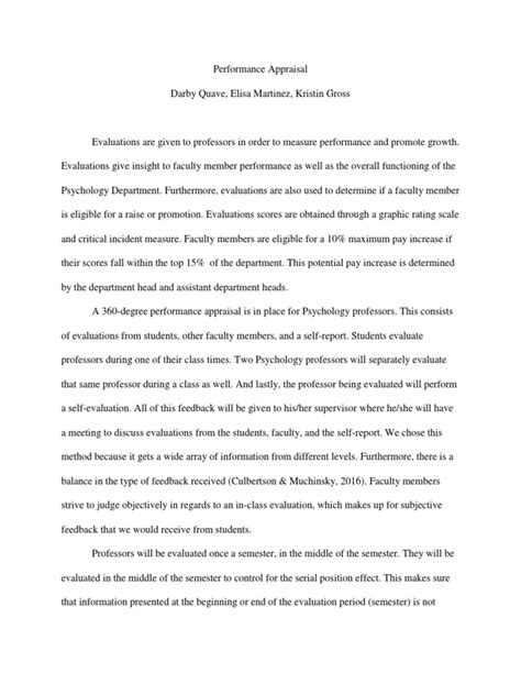 Performance Appraisal Professor Evaluation 3 Pdf Performance