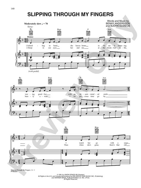 Slipping Through My Fingers Pianovocalchords Benny Andersson