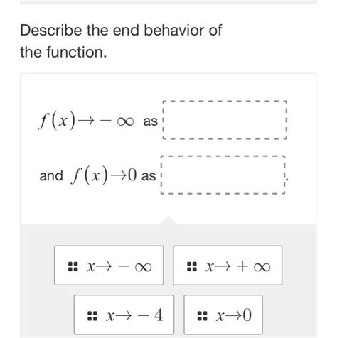 Solved Describe The End Behavior Of The Function Fx→−∞ As