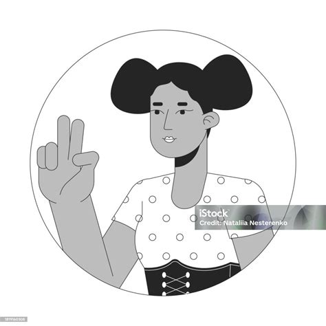 아프리카 계 미국인 평화 기호 소녀 흑인과 백인 2d 벡터 아바타 그림 2차 도형에 대한 스톡 벡터 아트 및 기타 이미지 2