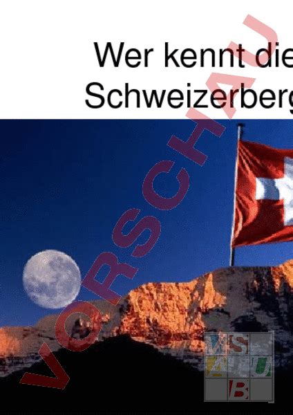 Arbeitsblatt Schweizer Geografie Geographie Schweiz