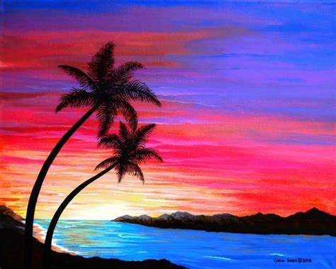 Southwest Landscapes Tropical Sunset Acrylic Painting