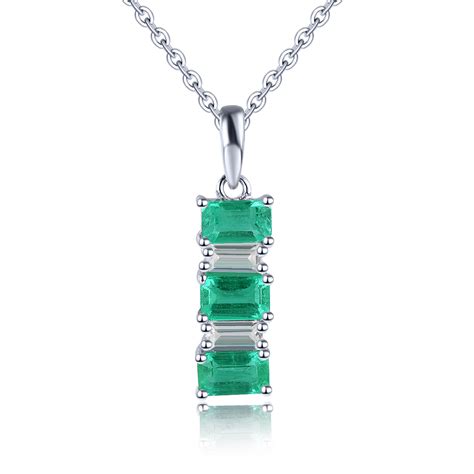 AAA Kagem sambischer Smaragd und Zirkon Anhänger mit Kette in Silber