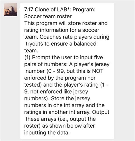 solved 7 17 clone of lab program soccer team roster this