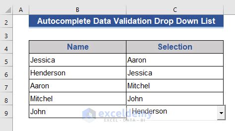 How To Autocomplete Data Validation Drop Down List In Excel