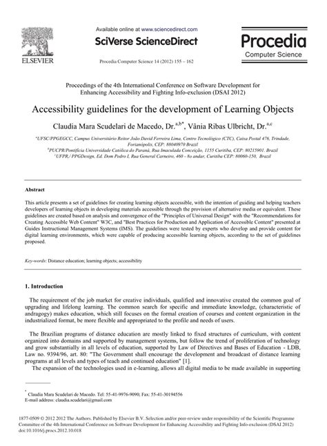 Pdf Accessibility Guidelines For The Development Of Learning Objects