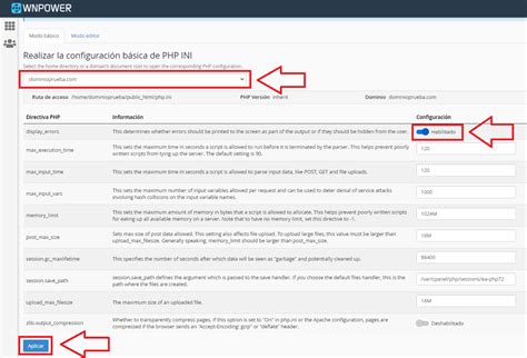 Activar Y Desactivar Display Errors De PHP WNPower Help