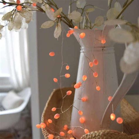 Mini Opaque Garland Light Peach Nest And Flowers