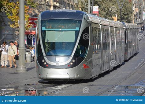 The Jerusalem Light Rail Editorial Photo Image Of Passengers 80286971