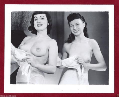 1950s Vintage Nude Photo~2 Busty Big Boobs Super Perky Pinups Pose In