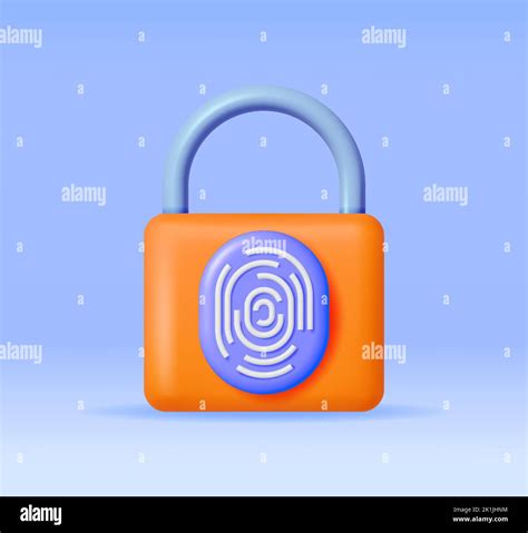 3d Fingerprint On Padlock Isolated Stock Vector Image And Art Alamy