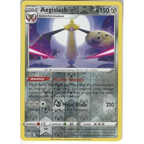 Pokemon Trading Card Game 107163 Aegislash Reverse Holo Rare Card
