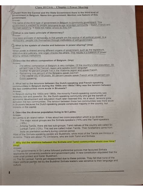 Power Sharing Class 10 Complete Notes Pdf