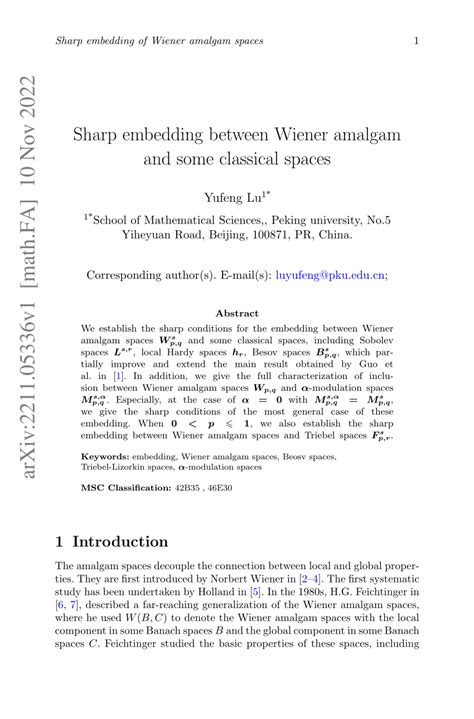 Pdf Sharp Embedding Between Wiener Amalgam And Some Classical Spaces