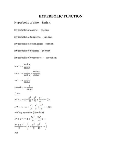 Hyperbolic Function Docx