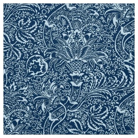 William Morris Indian Indigo And Sky Blue Fabric Zazzle