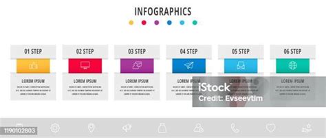 벡터 인포그래픽 플랫 템플릿입니다 여섯 다이어그램 그래프 순서도 타임 라인 마케팅 프리젠 테이션사각형 0명에 대한 스톡 벡터 아트 및 기타 이미지 Istock