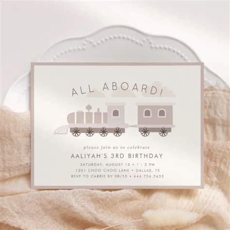 All Aboard Girls Train Birthday Party Invitation Zazzle
