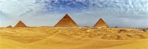Panorama De Las Pir Mides De Giza En El Desierto Egipto Imagen De