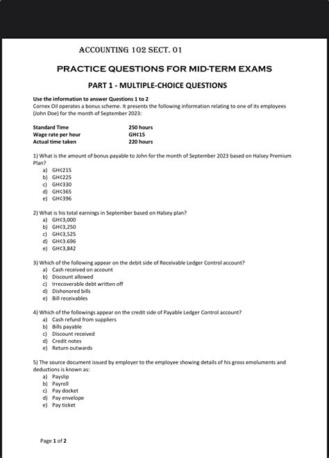 Accounting multiple choice questions related to bonus schemes, ledger ...