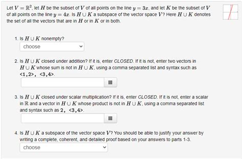 Solved Let Vr2 Let H Be The Subset Of V Of All Points On