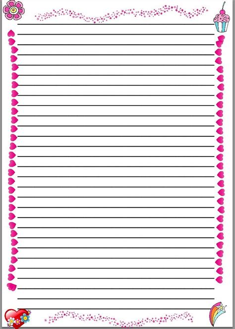 Cute Writing Assignment Sheet Printable Lined Paper Bullet Journal