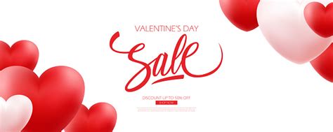 발렌타인 데이 세일 프로모션 배너와 손으로 그린 글자와 휴일 쇼핑을위한 하트 최대 50 할인 0명에 대한 스톡 벡터 아트 및