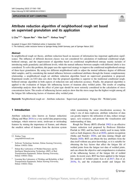 attribute reduction algorithm of neighborhood rough set based on