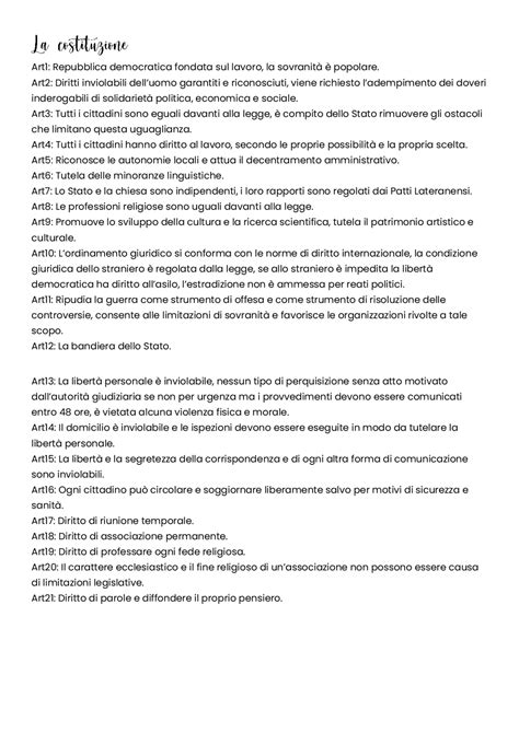 Sintesi Sui Punti Della Costituzione Italiana Sintesi Del Corso Di