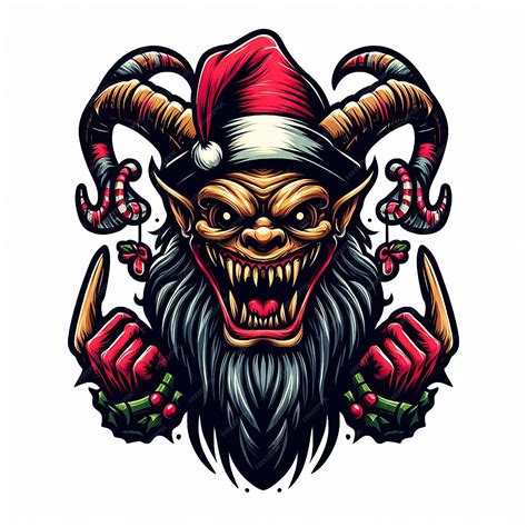 Krampus San Nicolás Navidad Rostros Retratos Arte Vectorial Ilustración