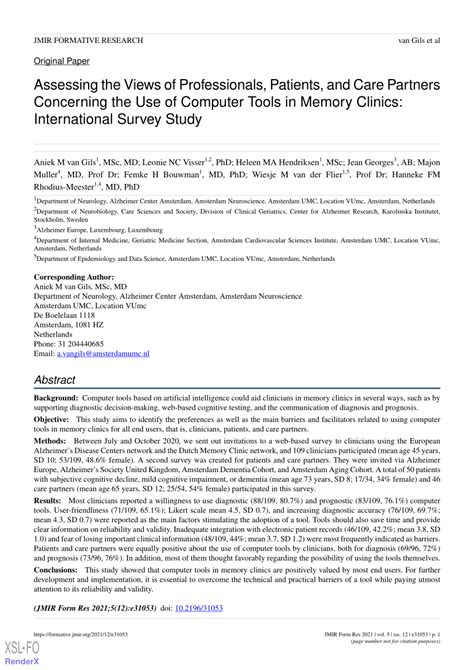 Pdf The Nonsense Of Computer Tools In Memory Clinics An