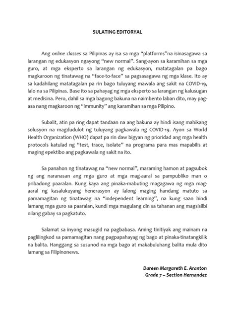 Sulating Editoryal Pdf