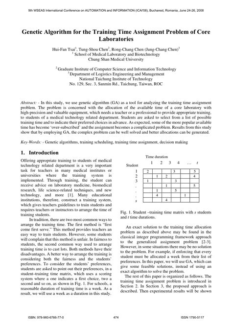 pdf genetic algorithm for the training time assignment problem of