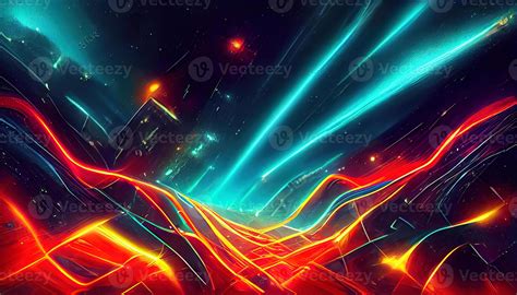 3d Render Abstract Futuristic Neon Background With Glowing Ascending