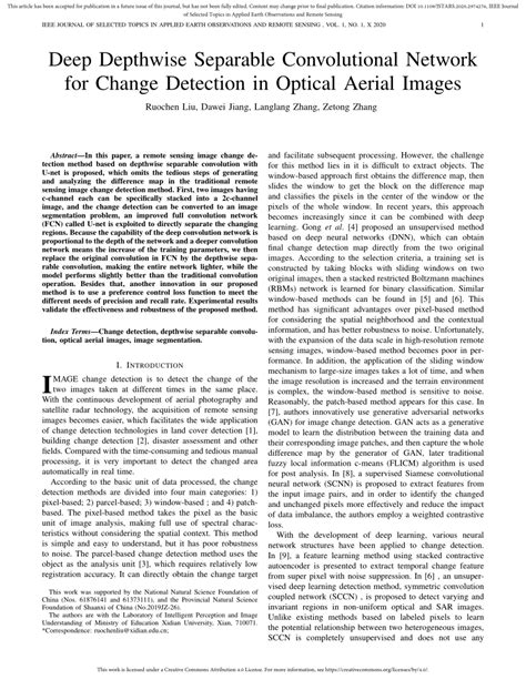 PDF Deep Depthwise Separable Convolutional Network For Change
