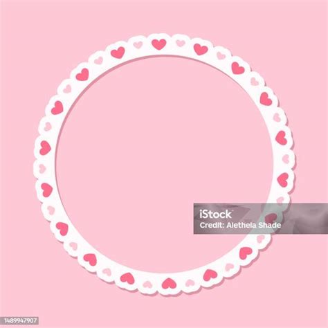하트가 있는 원형 가리비 프레임 파스텔 귀여운 발렌타인 프레임 테두리 가리비에 대한 스톡 벡터 아트 및 기타 이미지 가리비 가장자리 개체 그룹 Istock