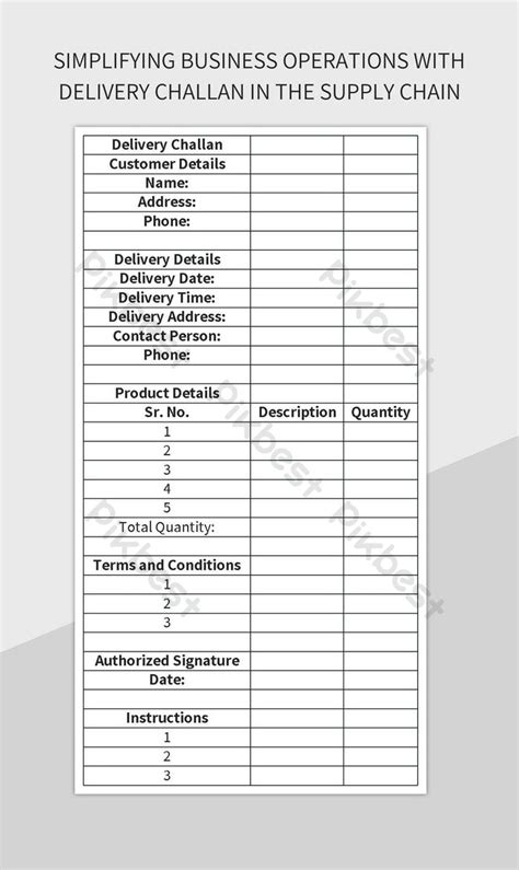 Streamlining Supply Chain Operations With Delivery Challan In Business Management Excel