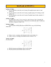 MATLAB ACTIVITY 2 HOMEWORK Pdf MATLAB ACTIVITY 2 Activity 2 1 10pts A