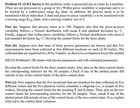 solved problem 1 3 d charts in this problem wafer is