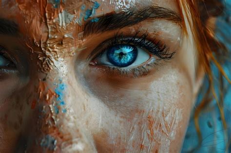 Premium Photo Closeup Of Woman With Striking Blue Eyes In A Stunning Portrait Concept Portrait