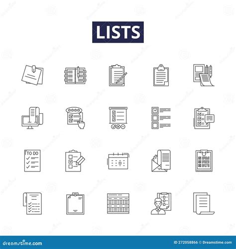 Lists Line Vector Icons And Signs Register Catalogue Chronicle