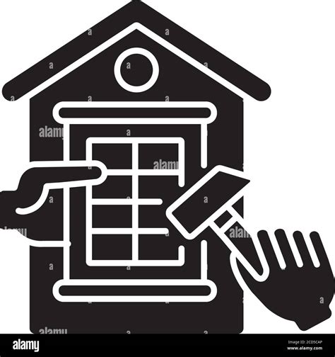 Windows Constructing Black Glyph Icon Stock Vector Image Art Alamy