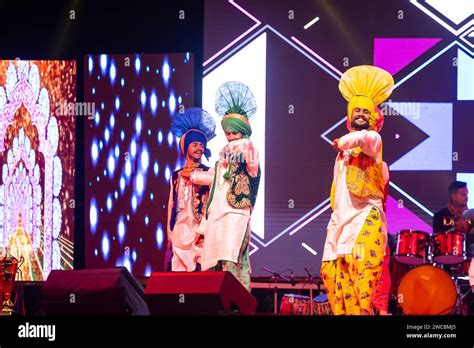 Group Of Punjabi Artists From Punjab Performing Bhangra Dance In