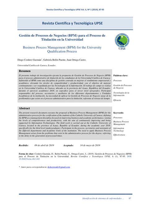Pdf Gestión De Procesos De Negocios Bpm Para El Proceso De