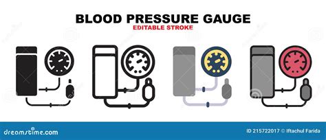 Pictogram Voor Bloeddrukmeter Ingesteld Op Verschillende Stijlen Vector