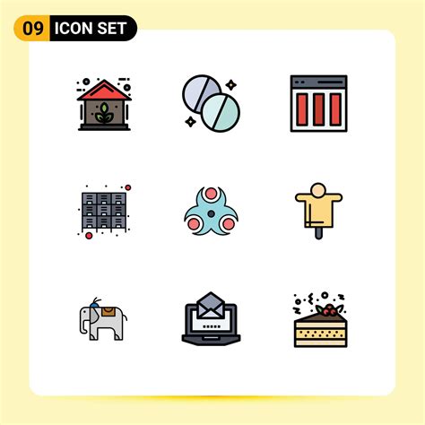 Set Of 9 Modern Ui Icons Symbols Signs For Rack Furniture Columns Drawer User Editable Vector
